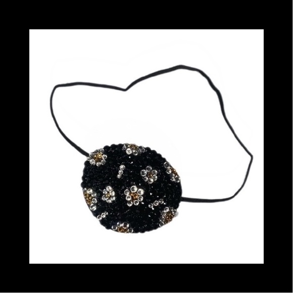 Glam Patch | Accessories | Jet Black Gold Flower Crystal Fancy Eye ...